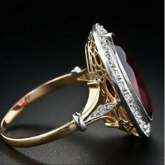 Jewelry | Nwt 18k Gold Plated Ruby Ring | Poshmark